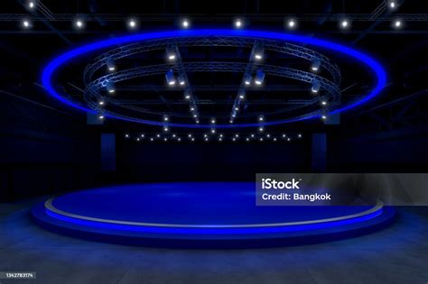 모형 및 기업 아이덴티티를 위한 빈 스테이지 디자인 Hall의 Displayplatform 요소 그래픽 리소스scene 이벤트에 대한 빈 화면 시스템은 야간 조명 스테이징