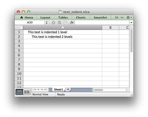 Example Indenting Text In A Cell — Xlsxwriterlua Documentation