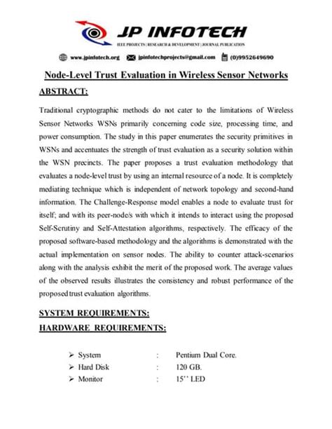 Node Level Trust Evaluation In Wireless Sensor Networks Pdf
