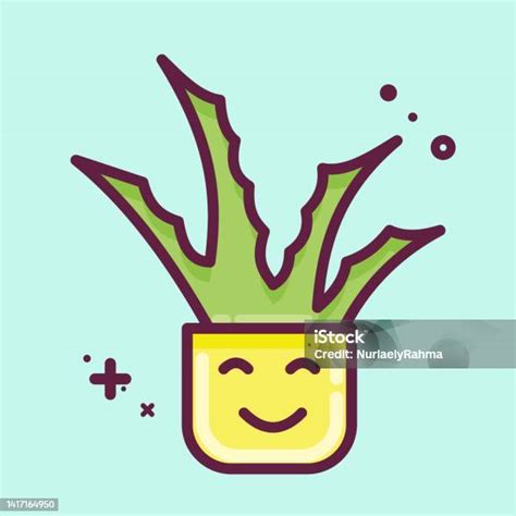 아이콘 알로에 베라 정원 기호에 적합합니다 Mbe 스타일 편집 가능한 간단한 디자인 디자인 템플릿 벡터 간단한 그림 가시에 대한