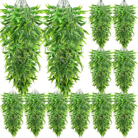 12 Pcs Artificial Hanging Plants Fake Ivy Vines With Fake Leaves For