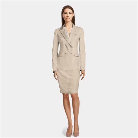 Sand Double Breasted Summer Skirt Suit Sumissura