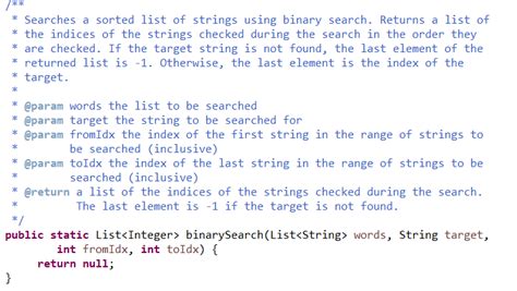Solved Searches A Sorted List Of Strings Using Binary Chegg