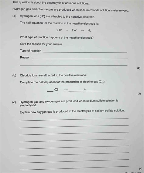 Solved This Question Is About The Electrolysis Of Aqueous Solutions