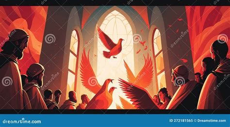 Illustrazione Della Pentecoste Di Domenica Santa Colomba Spirito Santo