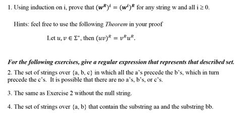 solved 1 using induction on i prove that wr } wi r for