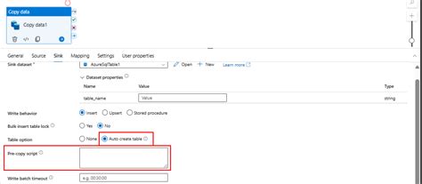 Sql Server In Adf I Want To Create A Table In The Sink With The
