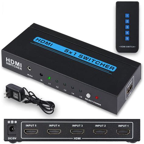 5 Port Hdmi Selector With Remote Just One Cable Inc