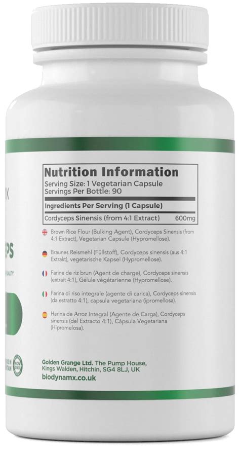 Biodynamx Cordyceps 90 Cordyceps Capsules 600mg Cordyceps Mushroom
