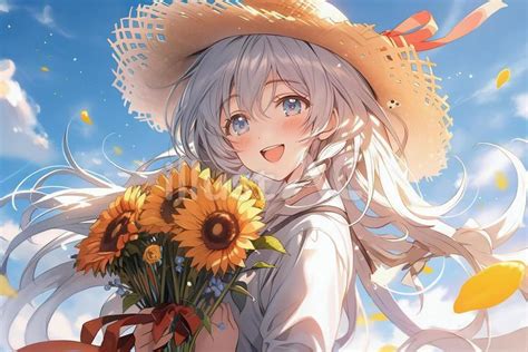 麦わら帽子をかぶった女の子イラスト No 24252047／無料イラストフリー素材なら「イラストac」