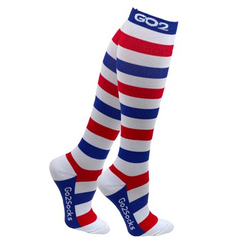 Holiday Compression Socks Unisex Red White And Blue Stripe