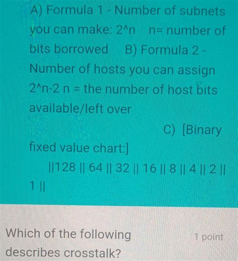 solved a formula 1 number of subnets you can make 2∧nn