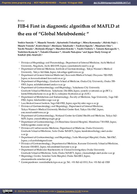 Pdf Fib 4 First In Diagnostic Algorithm Of Mafld At The Era Of