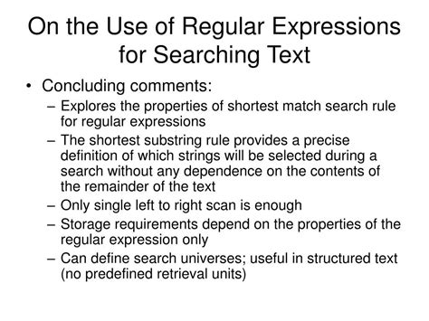 PPT On The Use Of Regular Expressions For Searching Text PowerPoint Presentation ID