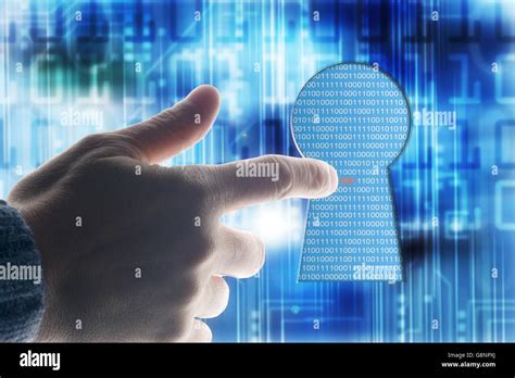 Hand Touching A Keyhole With Binary Code Inside Cracking Code Concept Stock Photo Alamy