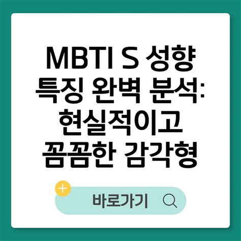 Mbti S 성향 특징 완벽 분석 현실적이고 꼼꼼한 감각형의 모든 것