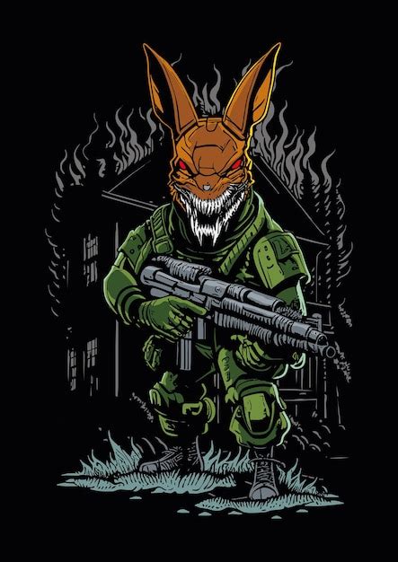 Premium Vector Monster Bunny Soldier