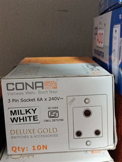 6 Amp Brass Cona 3 Pin Socket White At ₹ 38piece In New Delhi Id