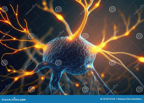 Neurons And Synapse Like Stuctures Depicting Brain Chemistry Generative Ai Stock Illustration