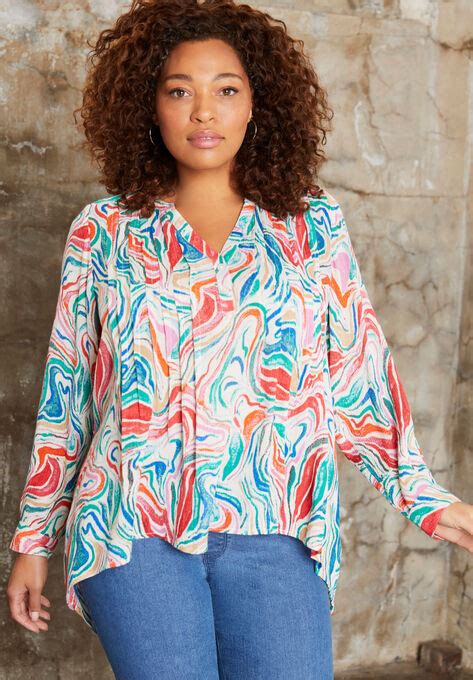Roll Tab Popover Tunic Woman Within