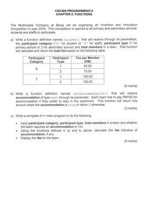 Lab Function P Programming Lab Function Csc Programming Ii Sept