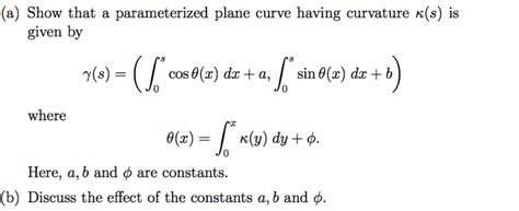 Solved A Show That A Parameterized Plane Curve Having Chegg