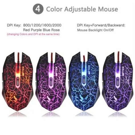 Multicolor LED Backlit Wired Gaming Mouse With Unbreakable ABS Body Color Change At Rs