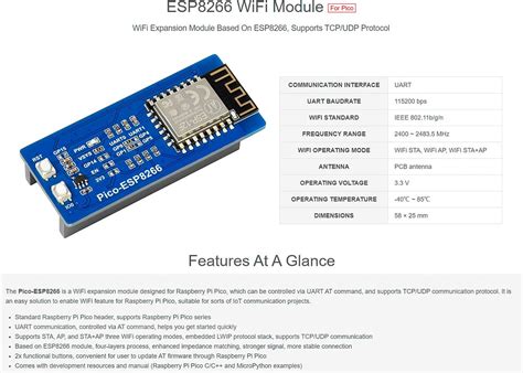 Module Wifi Esp8266 Pour Raspberry Pi Pico Module Maroc Ubuy