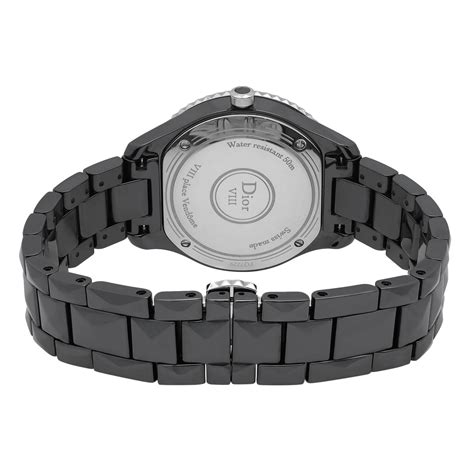Christian Dior Viii 33mm Ceramic Diamond Black Dial Ladies Watch