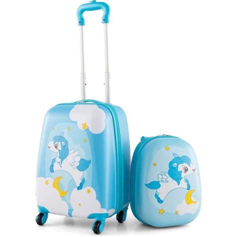 GOPLUS 16 Valise Enfant à roulettes avec 12 Sac à Dos Motifs Mignons