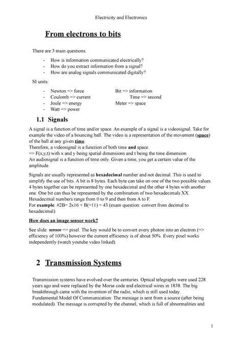 Notes About All Electricity And Electronics Classes From Electrons