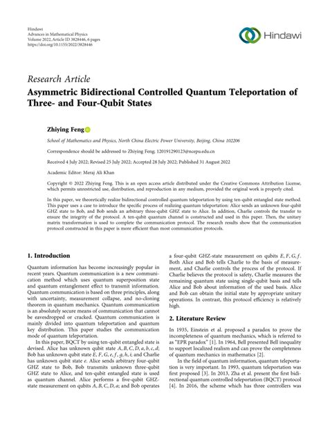 Pdf Asymmetric Bidirectional Controlled Quantum Teleportation Of