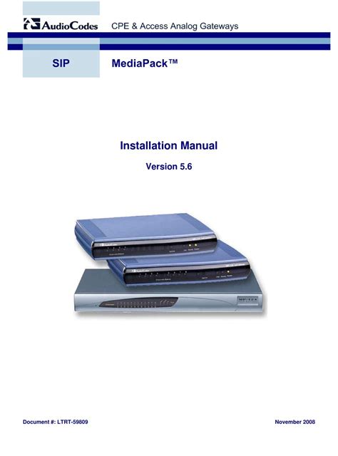 Audiocodes Mediapack Mp 11x Series Installation Manual Pdf Download