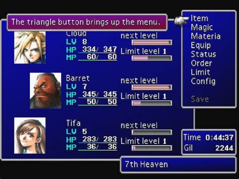 Imagem Ffvii Menu  Final Fantasy Wiki Fandom Powered By Wikia