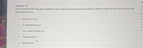 Solved Question Paul Wrote This Song About Chegg