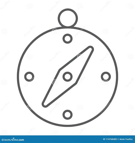 Compass Thin Line Icon Navigator And Travel Stock Vector