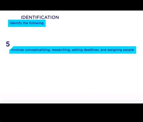 IDENTIFICATION Identify The Following 5 StudyX