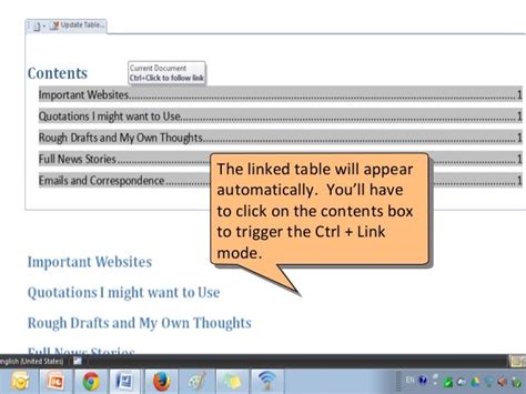 Creating A Linked Word Document