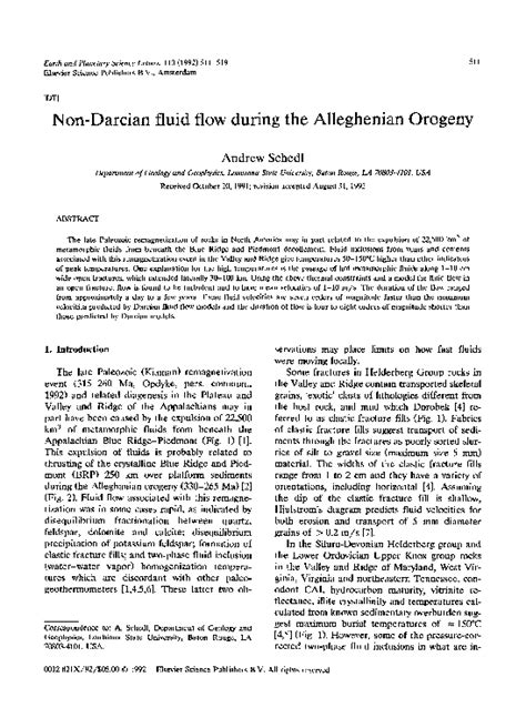 Pdf Non Darcian Fluid Flow During The Alleghenian Orogeny