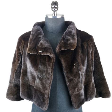 중고 블랙그라마 숏 브라운 밍크 코트 럭셔리한