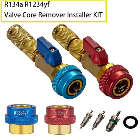 자동차 에어컨 밸브 코어 인스톨러 리무버 키트 고압 저압 수리 도구 R134a R1234yf