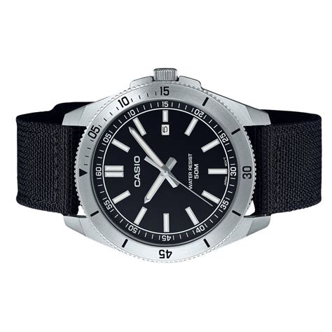 Casio Standard Analog Cloth Strap Black Dial Quartz Mtp B155c 1e นาฬิกาข้อมือผู้ชาย Th