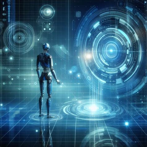 Futuristic Robot in Digital Environment Stock Image - Image of robot, interfaces: 319570535