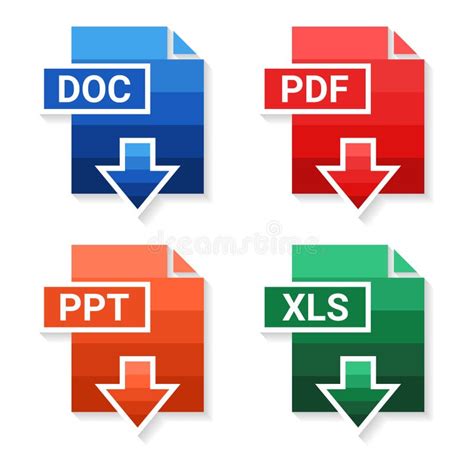 Set Of File Type Format And Extension Of Documents Pdf Doc Ppt And
