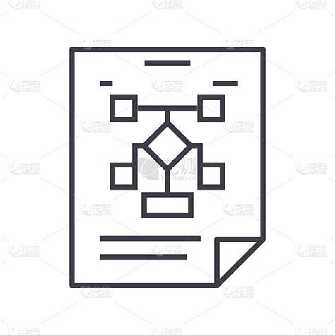 业务组织，流程图矢量线图标，标志，背景插图，可编辑的笔画