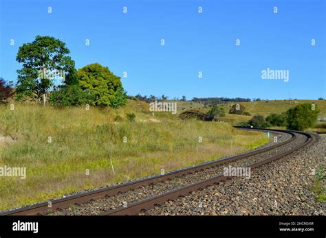 A Section Of Railway Track In Rural New South Wales Australia Stock Photo Alamy
