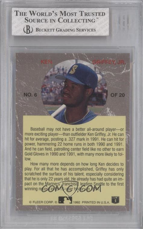 1992 Fleer Ultra All Star 6 Ken Griffey Jr Bgs 75 Near Mint