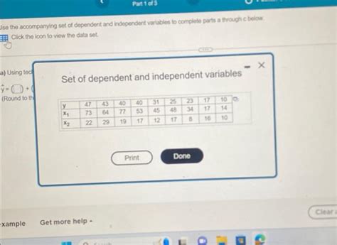 solved use the accompanying set of dependent and independent