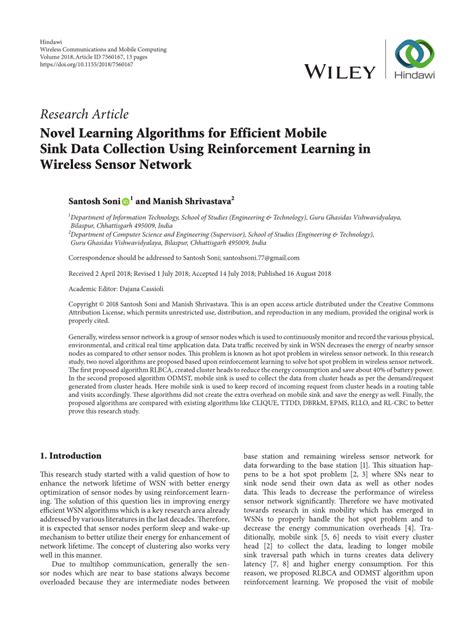 pdf novel learning algorithms for efficient mobile sink data
