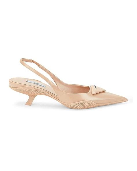Prada Leather Slingback Kitten Heel Pumps In Pink Lyst Canada